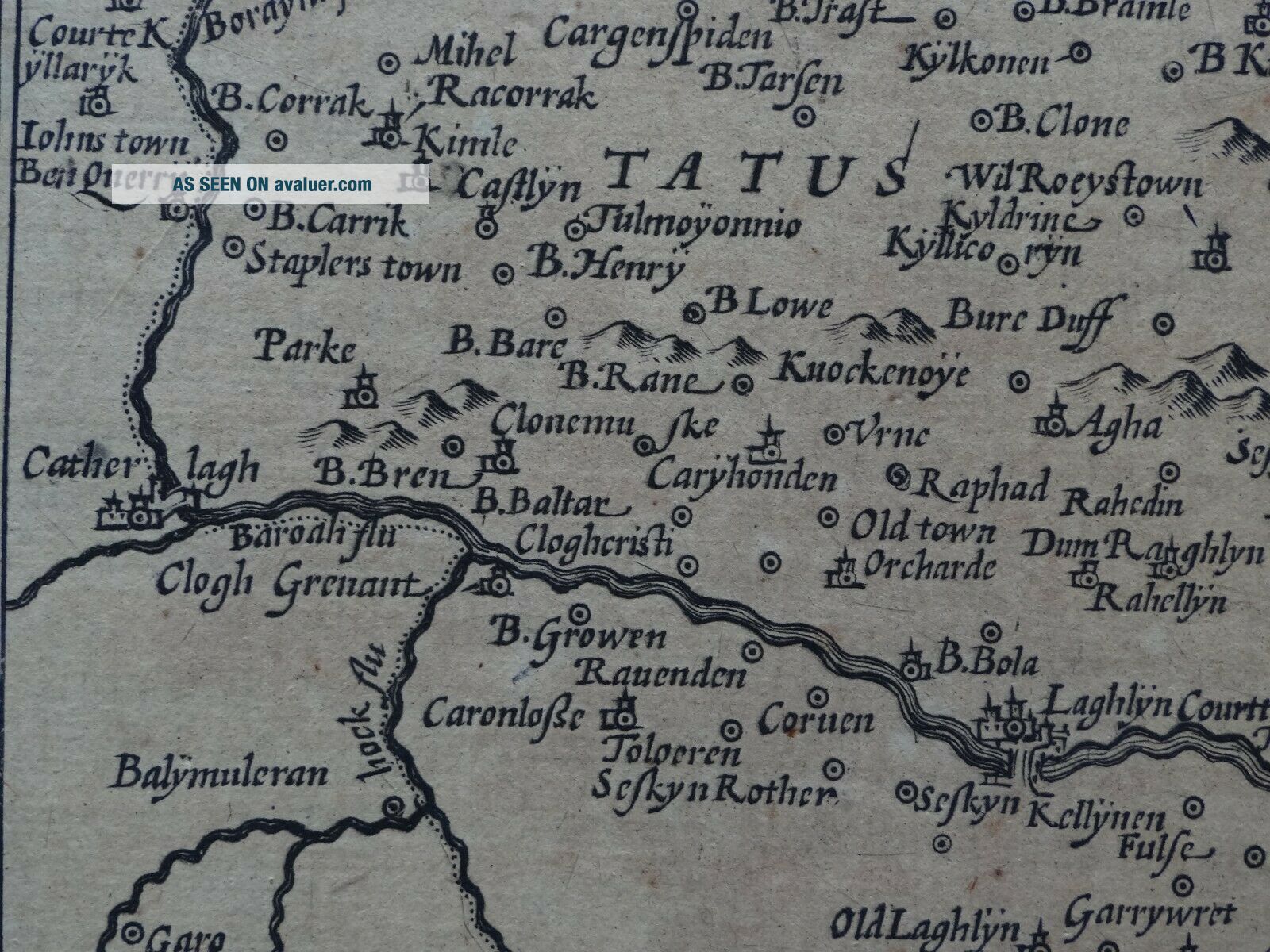 1608 HONDIUS Mercator Atlas Map UDRONE - IRELAND - Barony Idrone County ...