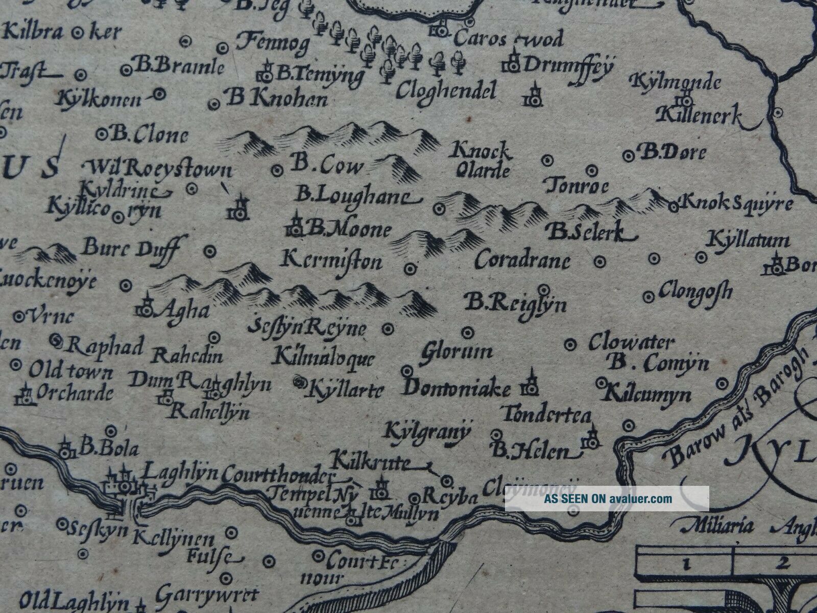 1608 HONDIUS Mercator Atlas Map UDRONE - IRELAND - Barony Idrone County ...