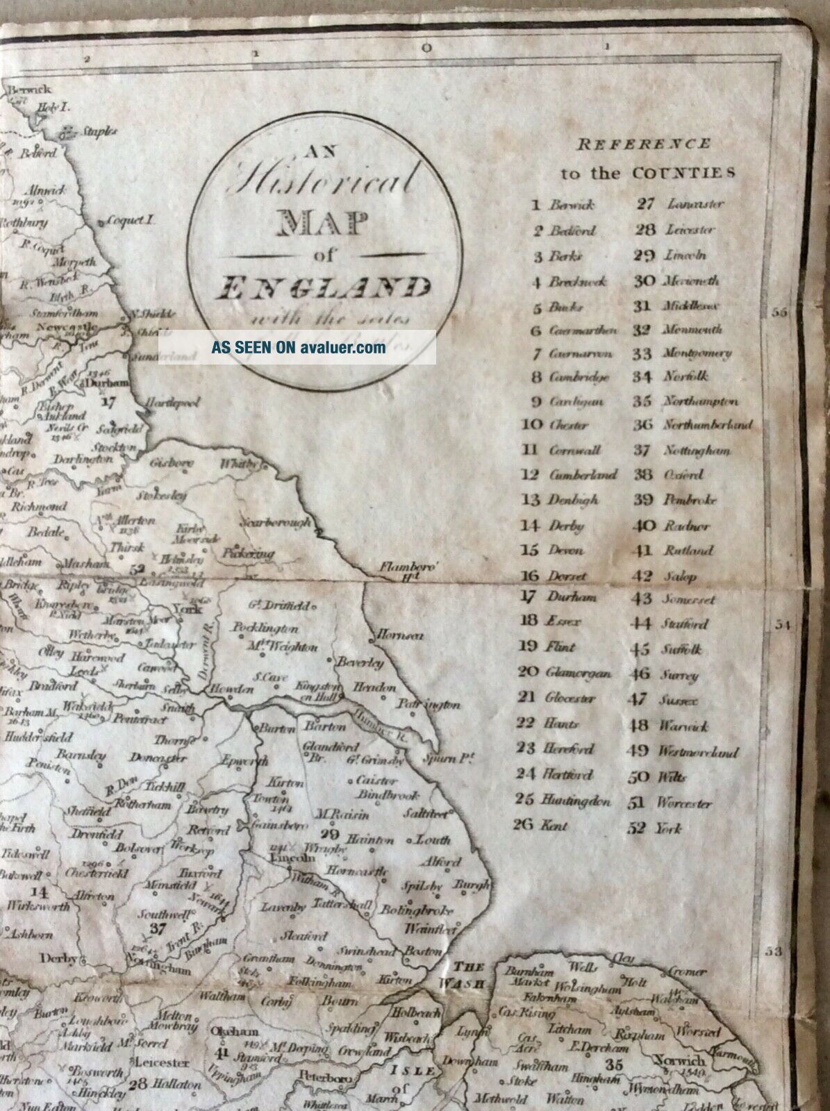 ANTIQUE SHEET MAP An Historical MAP Of ENGLAND With The Sites Of All ...