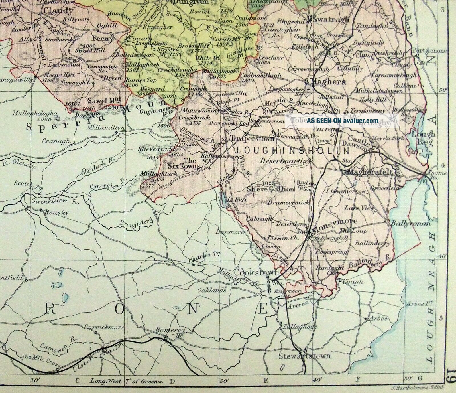 1882 Map Of The County Of Londonderry Ireland By George Philip. Antique ...