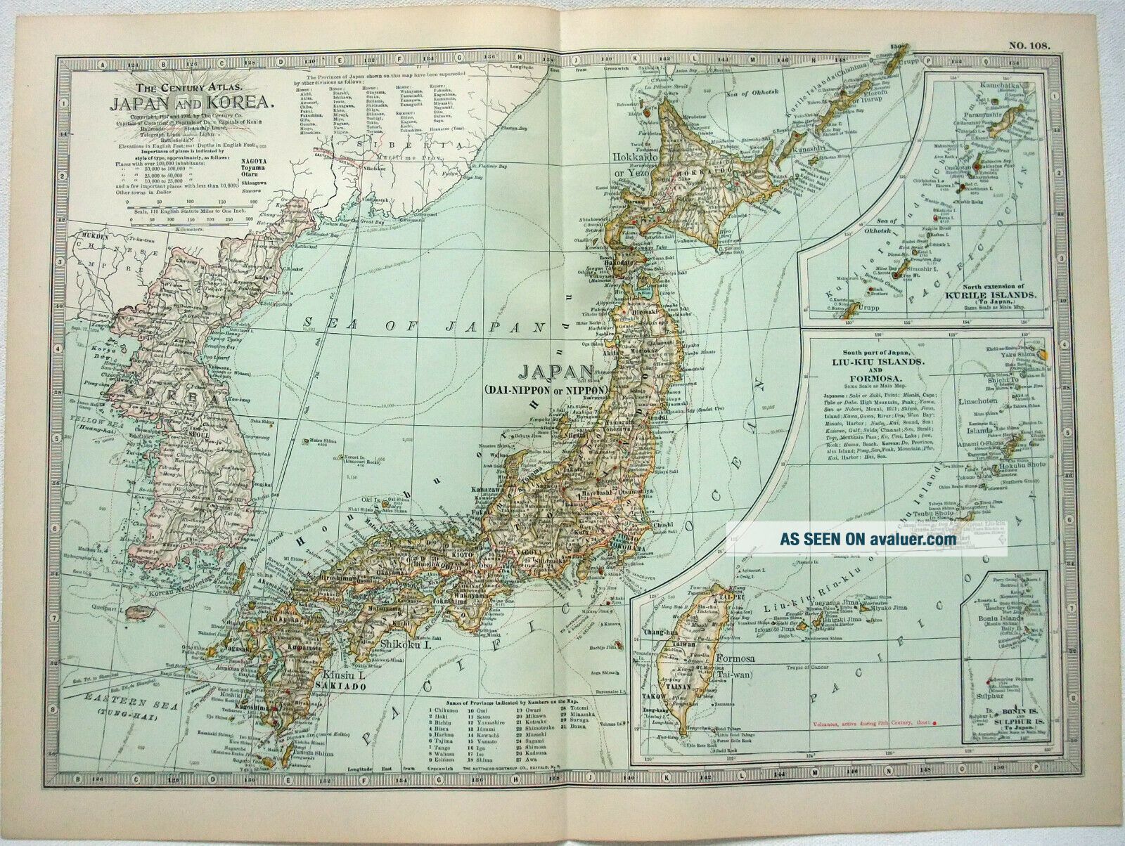 1902 Map Of Japan & Korea By The Century Company. Antique | #1245082