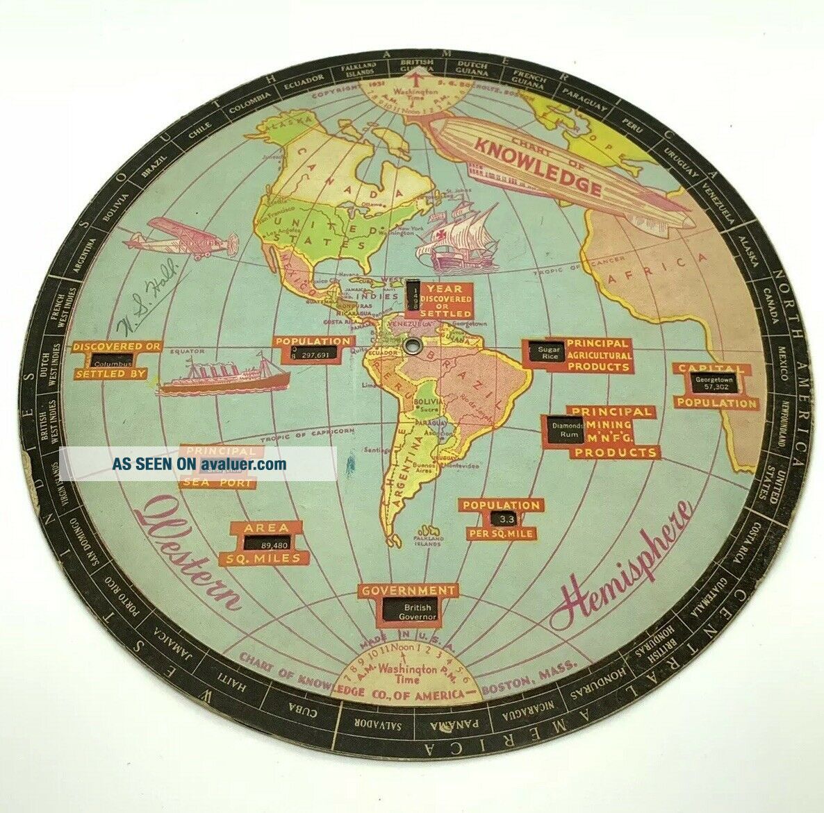 1931 Bocholtz Chart Of Knowledge Map Of North America And Western ...