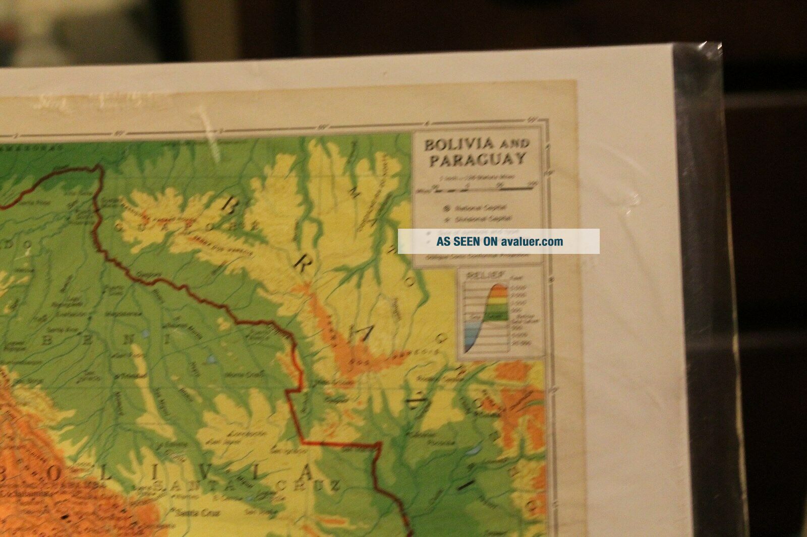 Vintage 1956 Map Mounted On Cardstock Bolivia Paraguay | #1245776