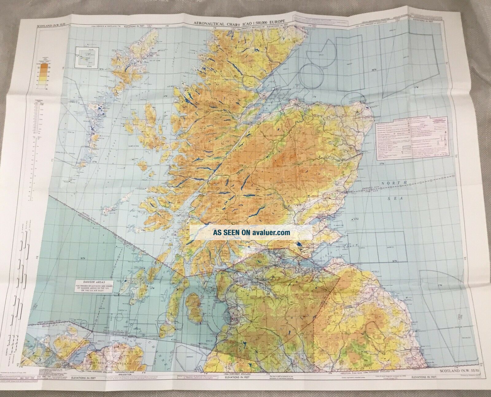 1970 Vintage Military Map Of Scotland Aeronautical Aircraft Flight ...