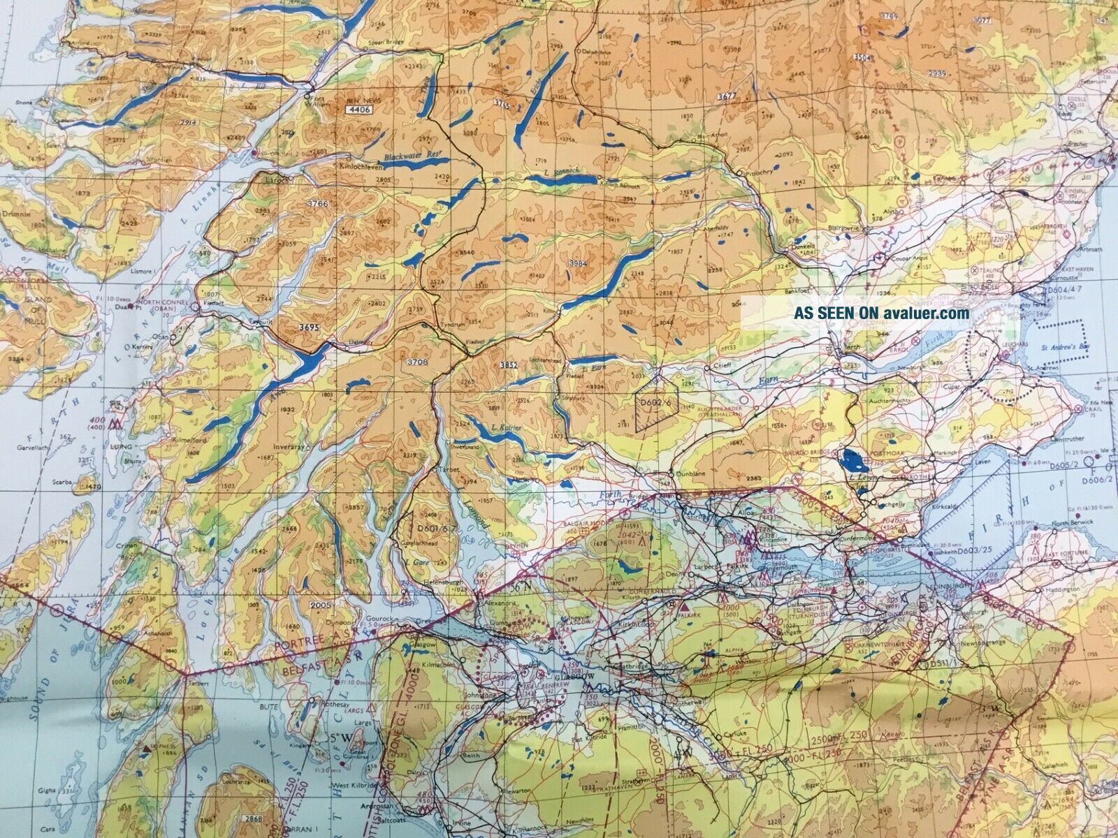 1970 Vintage Military Map Of Scotland Aeronautical Aircraft Flight ...