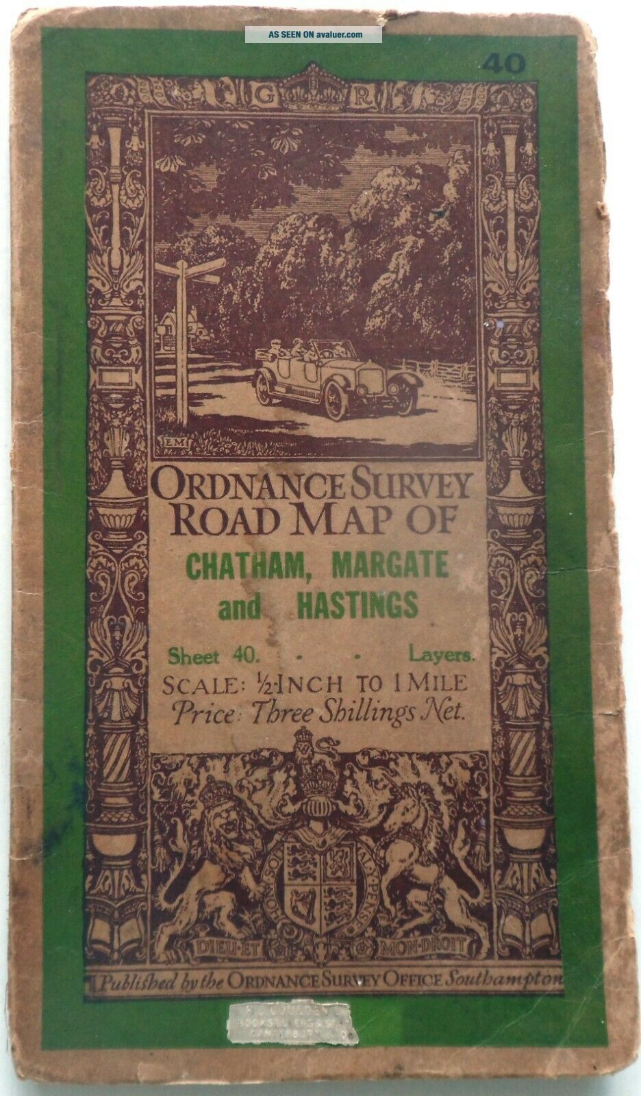 O/S Map CHATHAM MARGATE & HASTINGS 1919 Half - Inch To Mile | #1249362