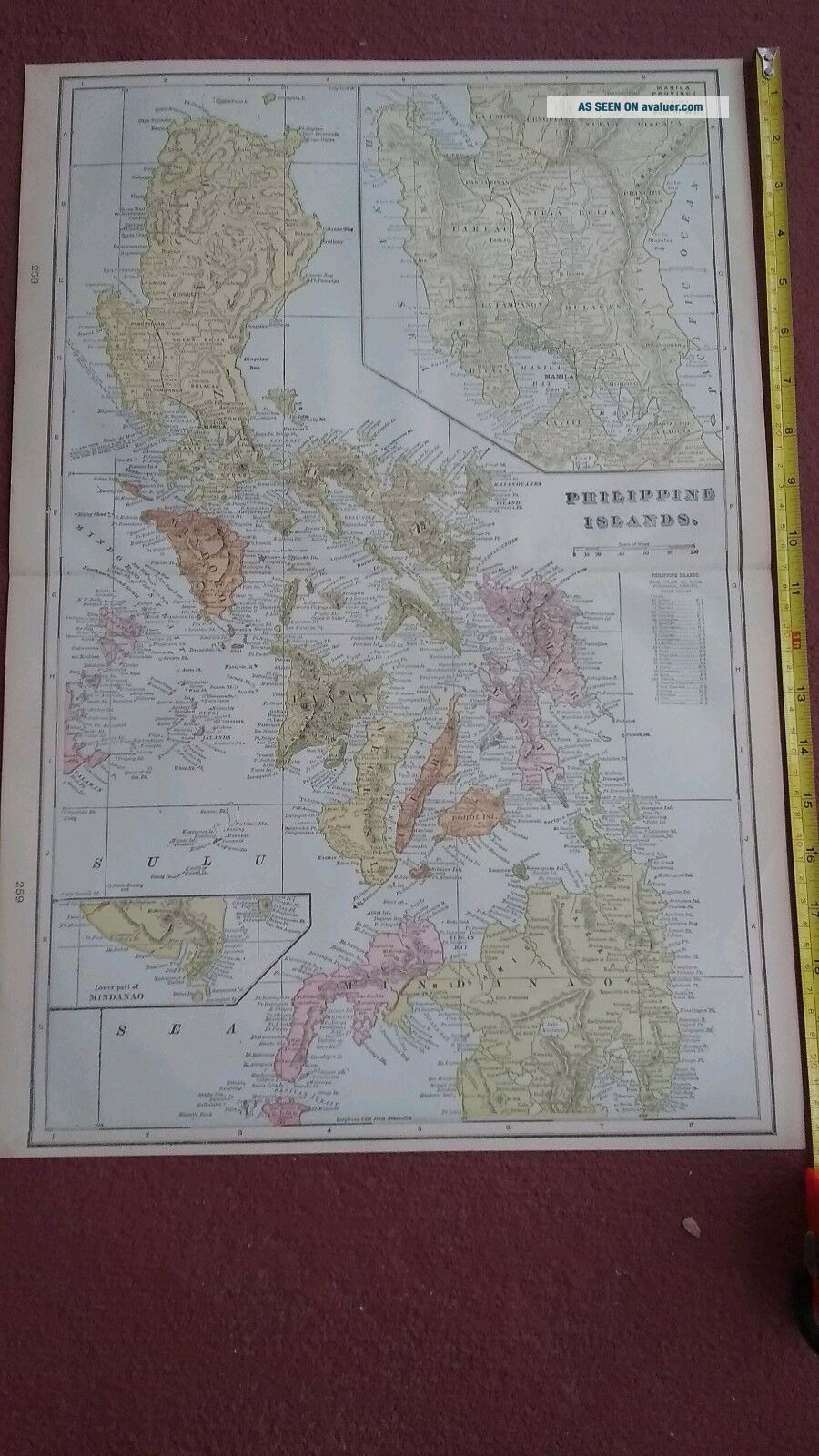 1900 Vintage Philippine Islands Map World Atlas Full Color Philippines ...
