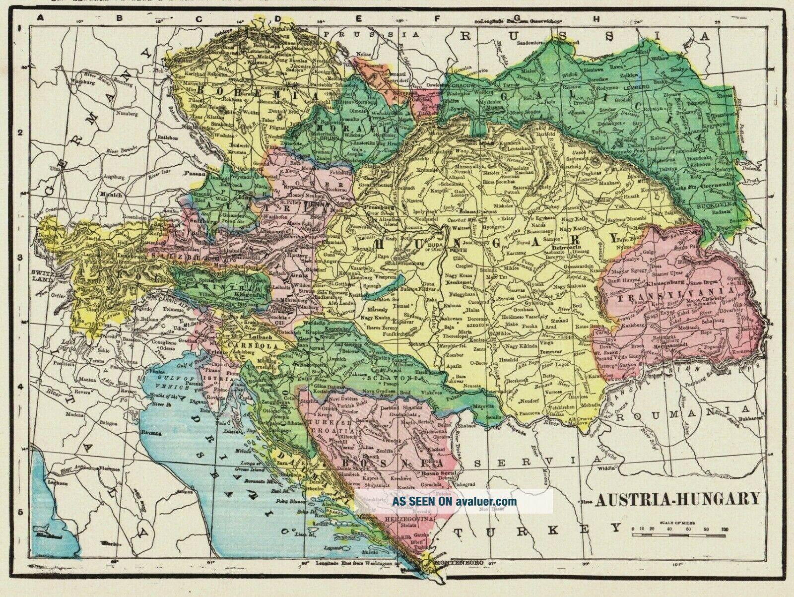 1903 Antique AUSTRIA Map HUNGARY Map Of Bosnia Croatia Map Gallery Wall ...