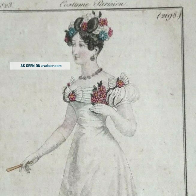 @ 2198 RARE FASHION FRENCH REGENCY DAME MODE COSTUME PARISIEN VICTORIAN ...