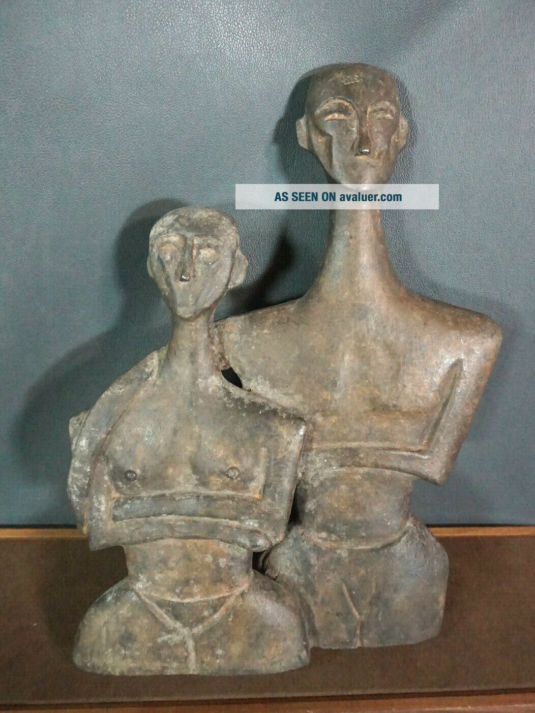 Old Mid - Century Modernist Cast Bronze Art Sculpture Native Islands ...